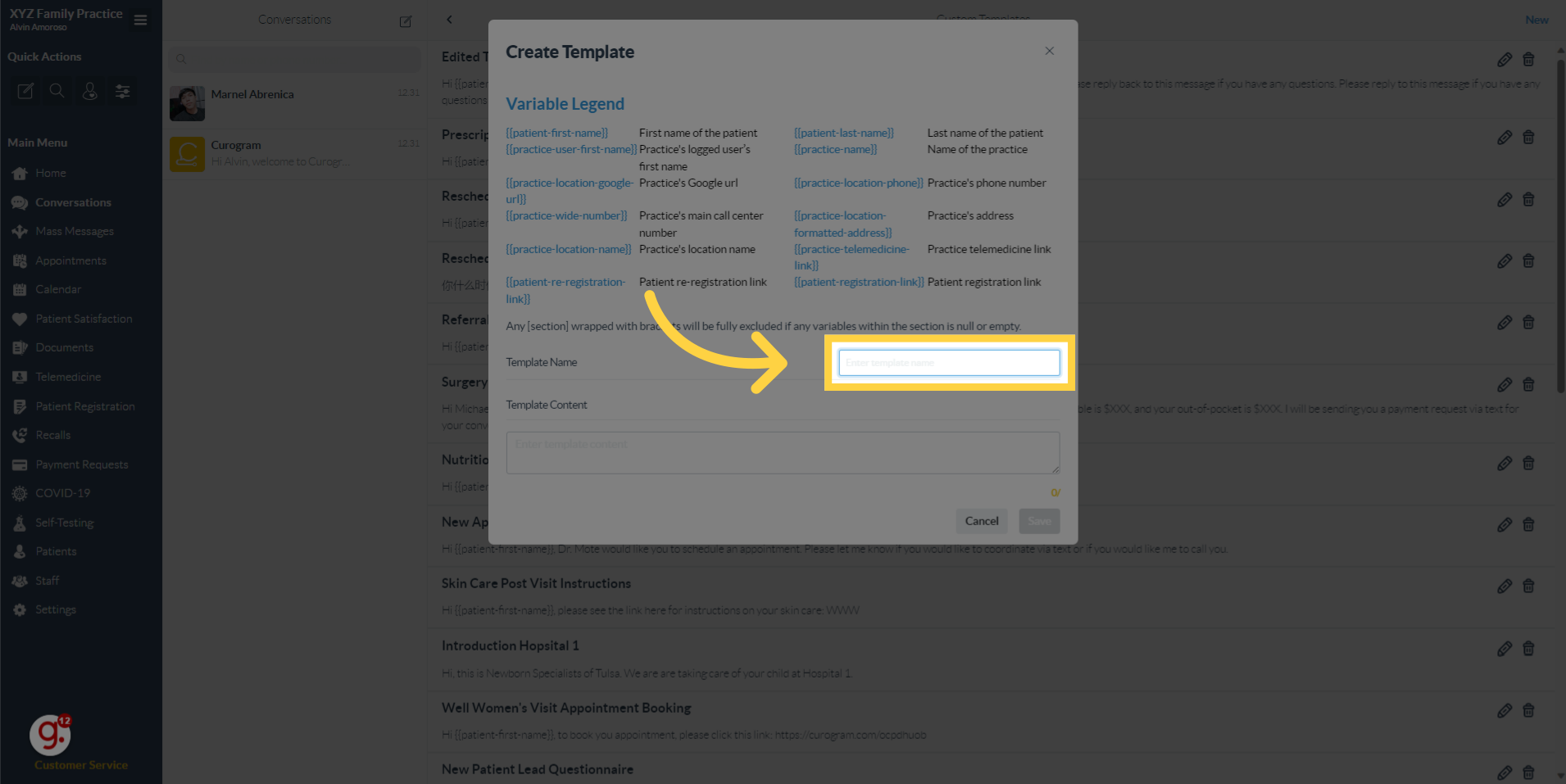 Create a Custom Message Template