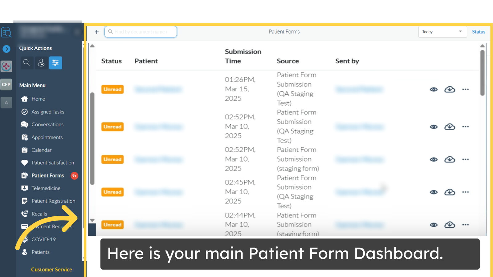 Patient Forms Feature