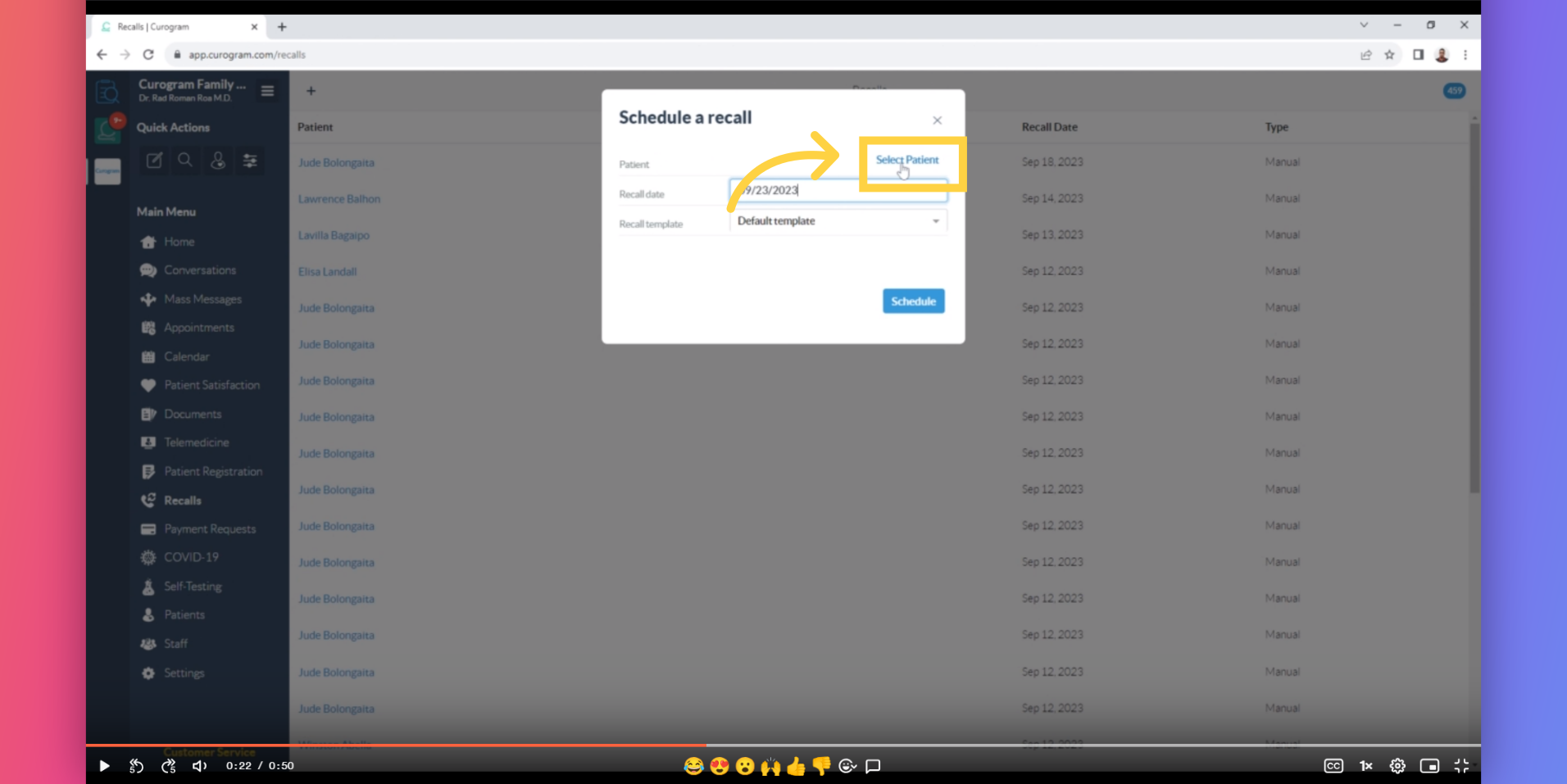 Schedule Manual Recall