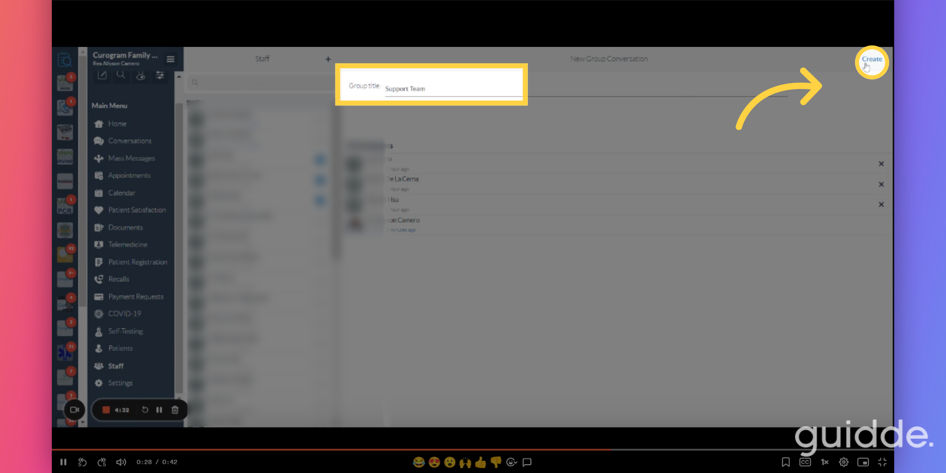 Create a Group Chat with Staff