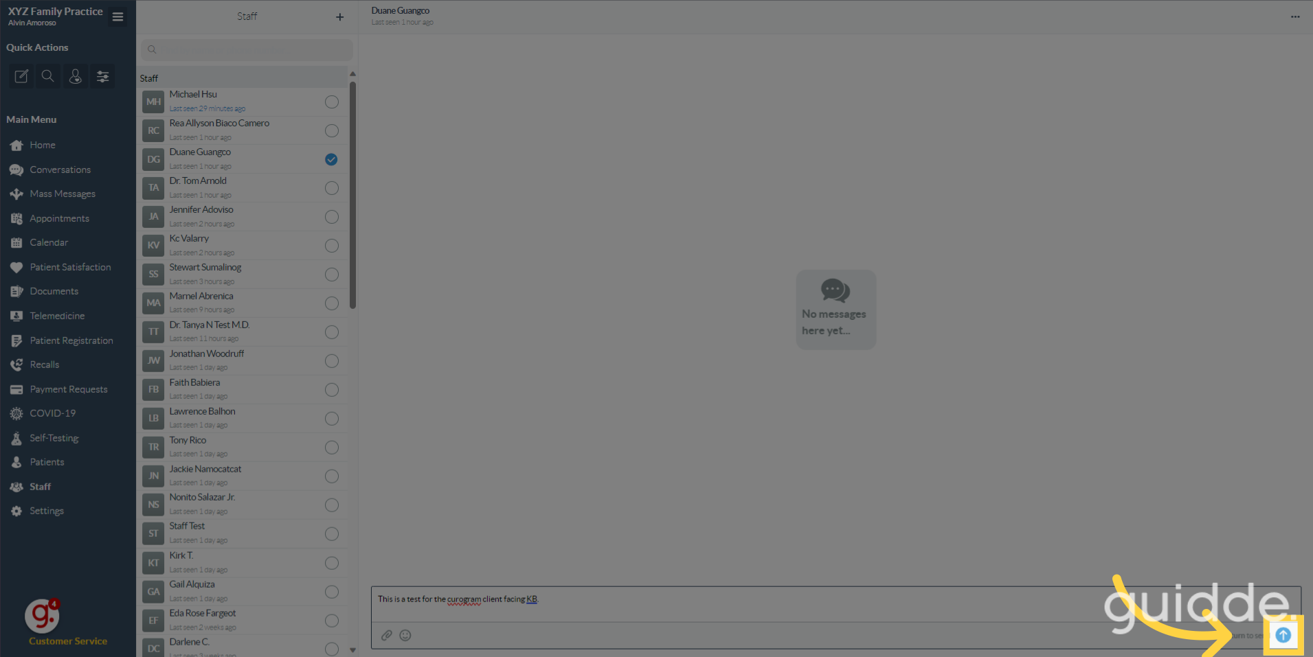 Send Messages to Staffs