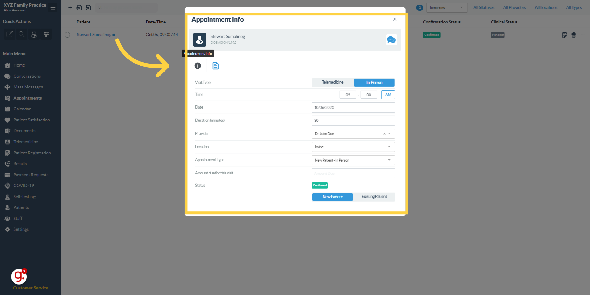View Appointment Information of Patient