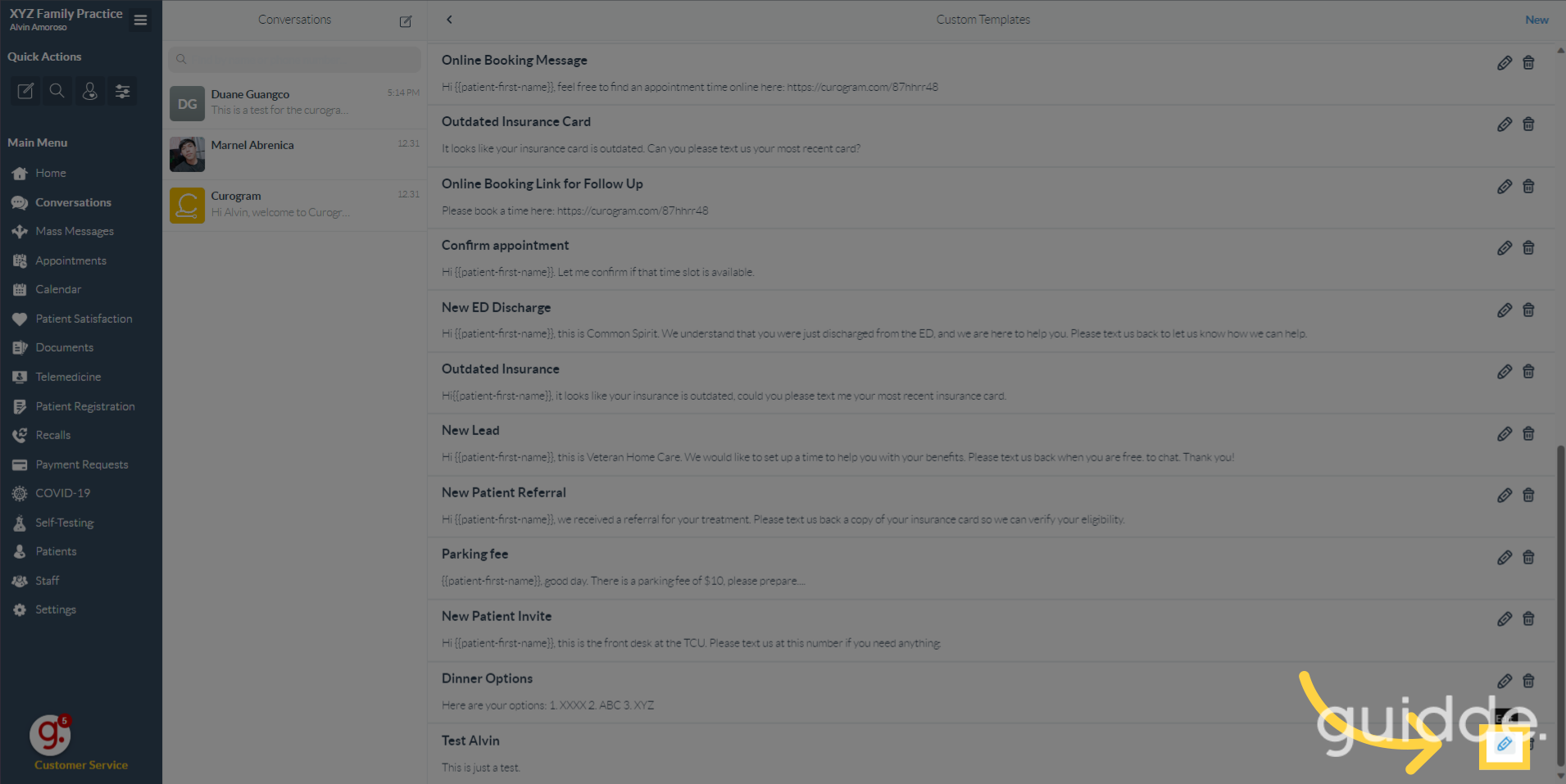 Edit Message Templates