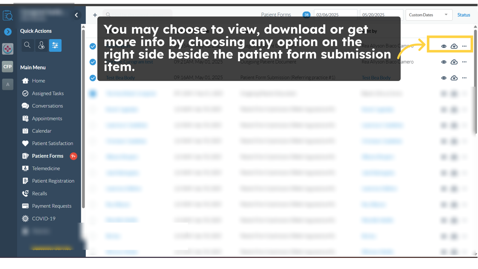 Patient Forms Feature